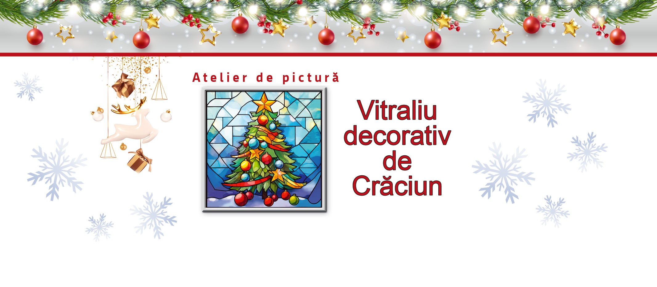 Vitraliu decorativ de Crăciun (Atelier de pictură tip vitraliu ...